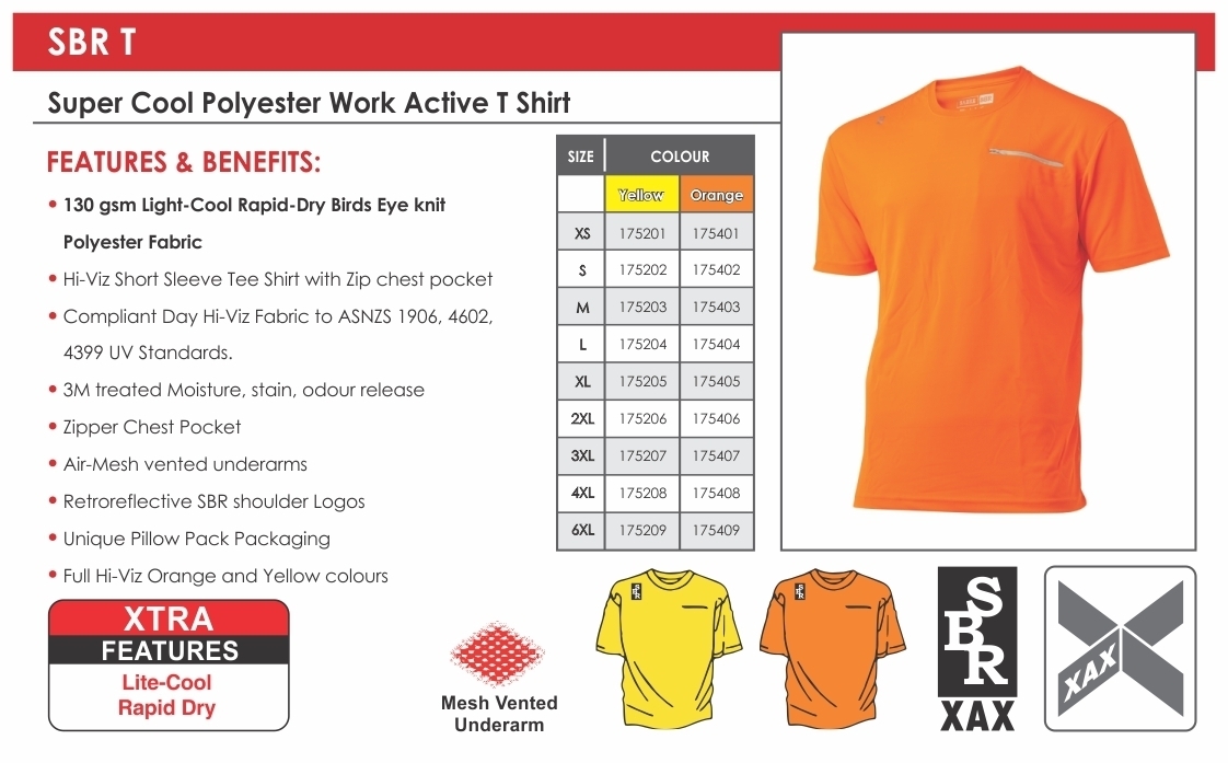 XAX SBR T Super Cool Polyester Work Active T-Shirt