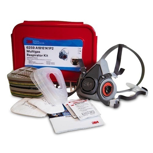 3M 6259 A1B1E1K1P2 Multi-Gas Half Face Respirator Kit