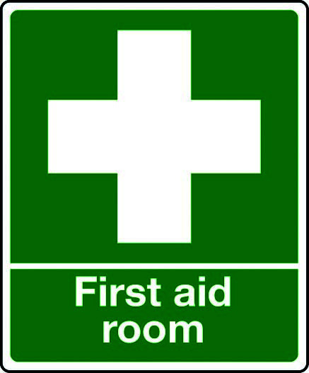 EMERGENCY FIRST AID ROOM W/PICTOGRAPH SIGN