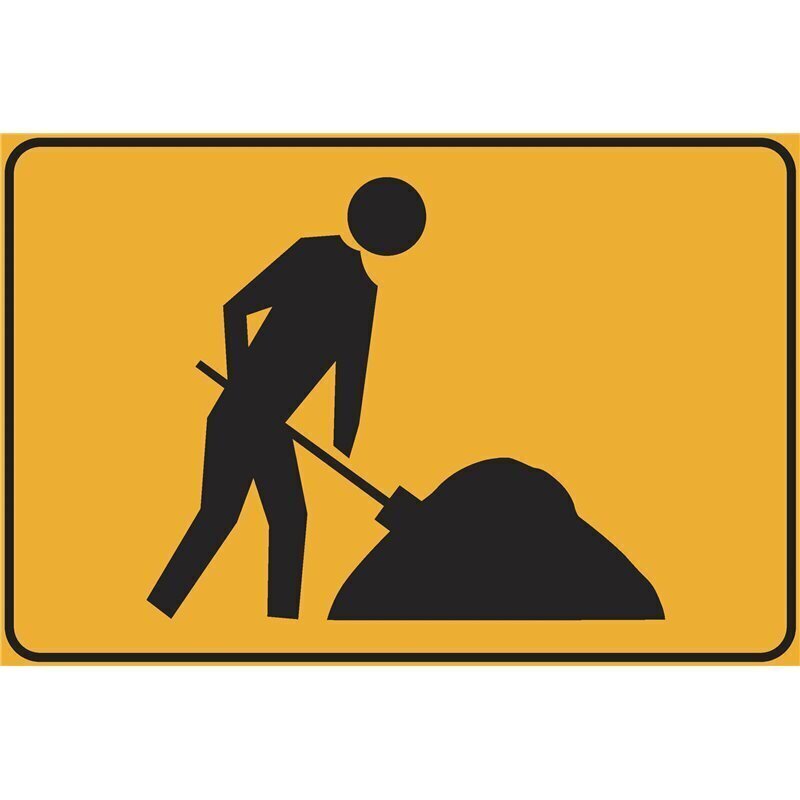 DIGGER MAN WORKERS AHEAD DAY Non Reflective Sign ONLY