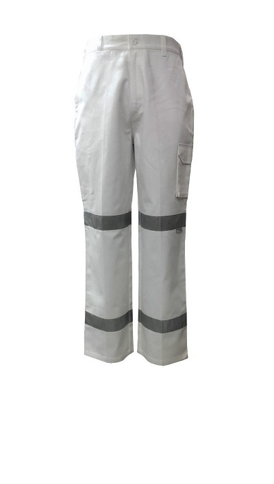 WORKCRAFT Heavyweight Cotton Drill Reflective Pant Night Work (WHITE)