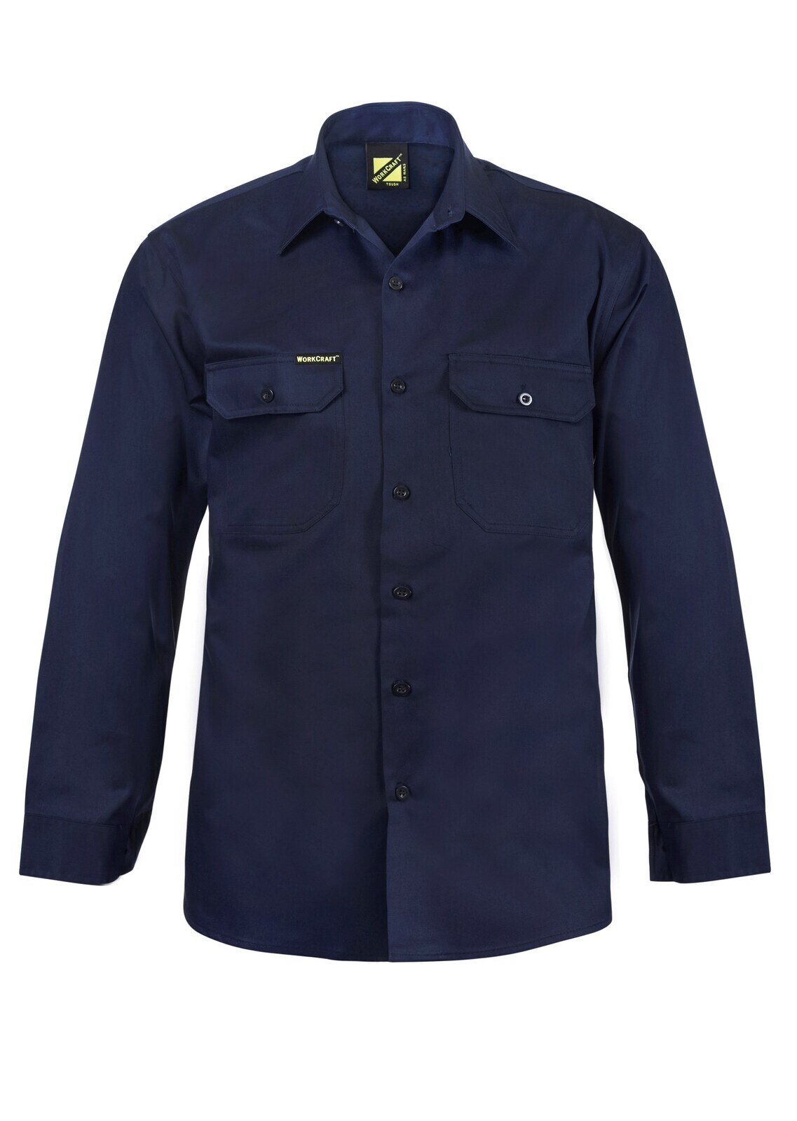 WORKCRAFT Heavyweight Cotton Drill Long Sleeve Work Shirt (NAVY)