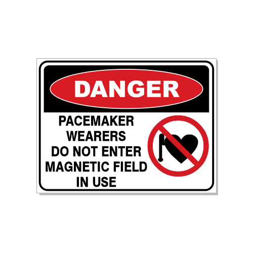 DANGER & PICTO Pacemaker Wearers Do Not Enter Magnetic Field In Use Sign